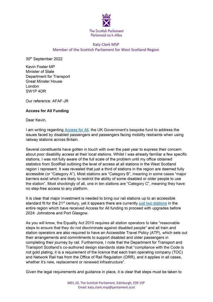 Access for All - Katy Clark MSP